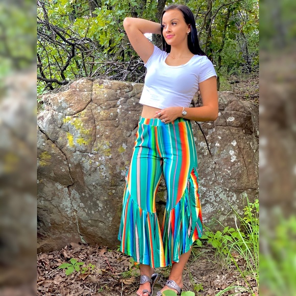 L&B | Pants & Jumpsuits | Serape Ruffle Pants | Poshmark